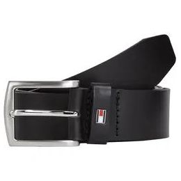 Lederg&uuml;rtel Tommy Hilfiger "DENTON 3,5 cm breit", Herren, Gr. 100, schwarz, Leder, gepflegt, unifarben, Basic, G&uuml;rtel Lederg&uuml;rtel, Robuster Lederg&uuml;rtel mit Flag-Label, silberne Schnalle, verstellbar