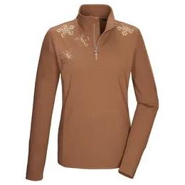 Langarmshirt Killtec "KSW 110 WMN LS SHRT", Damen, Gr. 38, braun (toffee), Obermaterial: 84% Polyester, 16% Elasthan, Shirts Langarmshirt, Damen Powerstretchshirt: atmungsaktiv, metallischer Print, Stehkragen