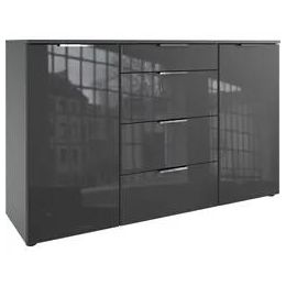 Kombikommode wimex "Level36 C by fresh to go", grau (graphit, glas grau), B:135cm H:84cm T:41cm, Spanplatte, Sideboards, Kombikommode, mit Glaselementen auf der Front, soft-close Funktion, 135cm breit