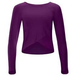 Langarmshirt WINSHAPE "Cropped Functional Light and Soft", Damen, Gr. XL, schwarz plum, 85% Polyester, 15% Elasthan, Rundhals, Shirts Langarmshirt, Overlap-Applikation