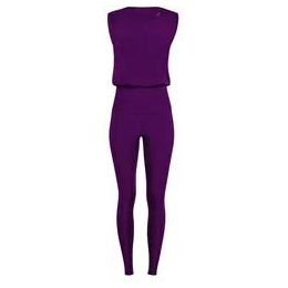 Jumpsuit WINSHAPE "JS102LSC", Damen, Gr. S, Normalgr&ouml;&szlig;en, lila (schwarz plum), 85% Polyester, 15% Elasthan, Rundhals, Overalls Jumpsuit, Functional Comfort