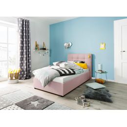 Polsterbett Home Affaire "Endres", rosa (flamingo), B:103cm L:210cm, imgr&auml;gnierte Struktur (100% Polyester), Betten, Polsterbett, mit Bettkasten, wahlweise ohne Matratze/Lattenrost oder incl. Matratze