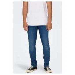 Only & Sons Regular-fit-Jeans ONLY & SONS "ONSWEFT REG 7900 EY BOX JEANS NOOS", Herren, Gr. 33, L&auml;nge 32, medium blau denim, Denim/Jeans, Obermaterial: 50% Baumwolle, 30% Polyester, 18% Viskose, 2% Elasthan, Abriebeffekte, regular fit lang, Jeans, Baumwollmischung, regular fit