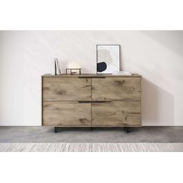 Sideboard OTTO HOME "Dinant", braun (wiking eiche), B:150cm H:86cm T:38cm, Spanplatte, Sideboards, Sideboard, Kommode, mit 4 Klappen, Breite 150 cm