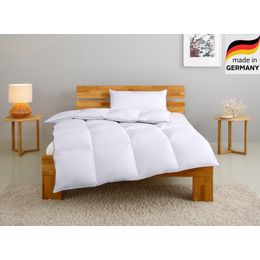 Daunenbettdecke + Kopfkissen OTTO HOME "TAMINS, Bettdecke 135x200 cm und 155x220 cm, 2-tlg.", wei&szlig;, B/L: 155cm x 220cm Anzahl Teile 1, B/L: 40cm x 80cm Anzahl Teile 1, Bezug: Baumwolle F&uuml;llung: Entendaune/-feder, extrawarm, Bettdecken Bezug: 100% Baumwolle. Kopfkissen Bezug: 100% Baumwolle. Bettdecken F&uuml;llung: 100% Daunen. Kopfkissen F&uuml;llung: 85% Federn, 15% Daunen, Bettwaren-Sets, Set mit Kissen 