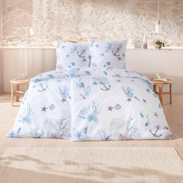 Bettw&auml;sche Estella "George", 600, blau, B/L: 155cm x 220cm, 1 Stk., 1 Stk., Seersucker, B/L: 80cm x 80cm, 2 tlg., Seersucker, Obermaterial: 100% Baumwolle, Bettw&auml;sche, Bettw&auml;sche, Seersucker aus 100% reiner Baumwolle