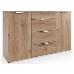 Kombikommode wimex "Level by fresh to go", braun (plankeneiche nachbildung), B:135cm H:84cm T:41cm, Spanplatte, Sideboards, Kombikommode, 2-t&uuml;rig, mit 4 Schubladen und soft-close Funktion, 135cm breit