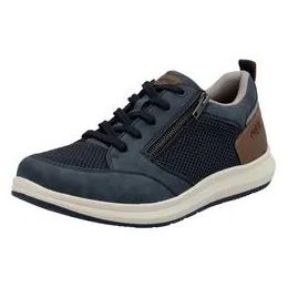 Sneaker Rieker, Herren, Gr. 44, blau (jeansblau, braun), Lederimitat, Textil, Schuhe Sneaker, Halbschuh, Freizeitschuh, Schn&uuml;rschuh mit seitlichem Rei&szlig;verschluss, Topseller