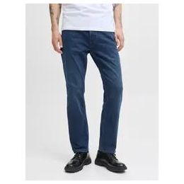 Jack & Jones Straight-Jeans JACK & JONES "JJICLARK JJORIGINAL SQ 2", Herren, Gr. 30, L&auml;nge 32, blau denim, Denim/Jeans, Obermaterial: 76% Baumwolle, 22% Polyester, 2% Elasthan, Abriebeffekte, straight fit lang, Jeans Straight-Jeans, Baumwollmischung, straight fit