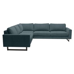 Ecksofa Home Affaire "Pinto, XXL, 250/290 cm, langer Schenkel, Ottomane", blau (azur), B:290cm H:85cm T:250cm, 92% Polyester, 8% Nylon, Sofas, Ecksofa, Cord, Chenille, Lederoptik, mit Keder, Metallf&uuml;&szlig;e, Wellenunterfederung