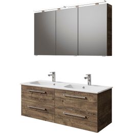 Saphir "Serie 6025 2-teilig Mineralmarmor-Waschtisch mit LED-Spiegelschrank" 2 Stk. tlg.
