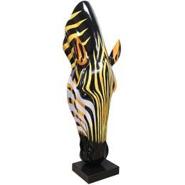 Tierfigur Gilde "Skulptur Zebra Zebrakopf orange; schwarz; wei&szlig; H. 50 cm", schwarz (orange, schwarz, wei&szlig;), B:19cm H:50cm T:17cm, Kunstharz, Marmor, Dekofiguren