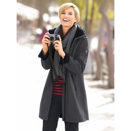 Softshelljacke Casual Looks, Damen, Gr. 18, grau (anthrazit), 94% Polyester, 6% Elasthan, unifarben, figurumspielend, Jacken Softshelljacke