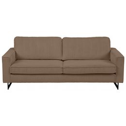 2-Sitzer Home Affaire "Pinto, 166 cm, Cord, Chenille, Lederoptik", braun, B:166cm H:85cm T:97cm, 92% Polyester, 8% Nylon, Sofas, mit Keder, schwarze Metallf&uuml;&szlig;e, Wellenunterfederung