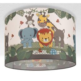 Paco Home Deckenleuchte "Diamond 634", wei&szlig;, 1, &Oslash; 45,5cm H: 29,5cm, Leuchten, Kinderlampe Deckenlampe LED Kinderzimmer, Dschungel-Tiere, E27, Kinderlampe