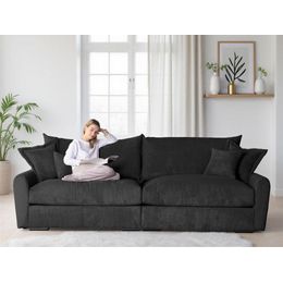 Big-Sofa Home Affaire "Finka, Breite 247 cm", anthrazit, B:247cm T:123cm, 100% Polyester, Sofas, Big-Sofa, Mega-Sofa, Cord oder Chenille-Struktur, mit Federkern & 4 Zierkissen