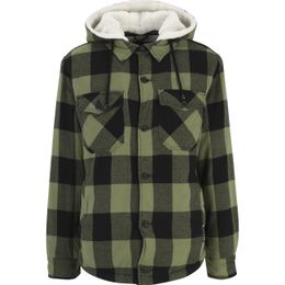 Anorak Brandit "Brandit Herren Lumberjacket Hooded", Damen, Gr. 4XL, schwarz, olive, 100% Baumwolle, kariert, normal, ohne Ausschnitt, Jacken