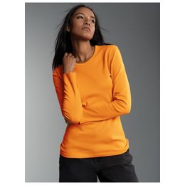 Longsleeve TRIGEMA "TRIGEMA Langarmshirt", Damen, Gr. L, curry, 95% Baumwolle, 5% Elastan, Basic, Shirts
