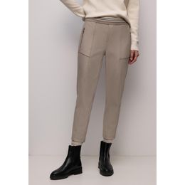 Street One Damen Stoffhoselight terra mocha, Gr. 46, unifarben, Stoff, 96% Polyamid, 4% Elasthan, Hosen, im Loose Fit