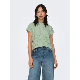 Kurzarmshirt Only "ONLSMILLA LIFE S/S TOP JRS NOOS", Damen, Gr. S (36), gr&uuml;n (frosty gr&uuml;n), Jersey, Obermaterial: 94% Polyester, 6% Elasthan, unifarben, regular fit normal, Rundhals, Shirts, regular fit, modisch, Single Jersey, Materialmix, Rundhals