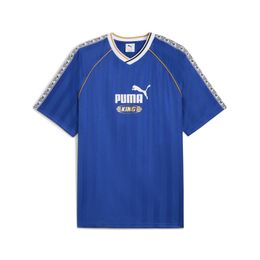 Trainingsshirt Puma "KING Relaxed Fu&szlig;balltrikot Erwachsene", Damen, Gr. L, blau (mountain blau), Obermaterial: 100% Polyester; Rippe: 5% Elasthan, 95% Polyester, bedruckt, relaxed fit, V-Ausschnitt, Shirts