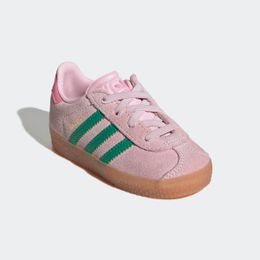 Sneaker adidas originals "GAZELLE COMFORT CLOSURE ELASTIC LACES KIDS", Kinder, Gr. 26, gr&uuml;n (clear pink, court gr&uuml;n, bliss pink), Leder, Schuhe Sneaker, f&uuml;r Kinder