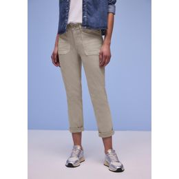 Cargojeans Street One "Style Charlie", Damen, Gr. 33, L&auml;nge 28, beige washed, Denim/Jeans, Obermaterial: 81% Baumwolle, 17% Polyester, 2% Elasthan, unifarben, loose fit lang, Jeans, mit Slim Legs und Stretch