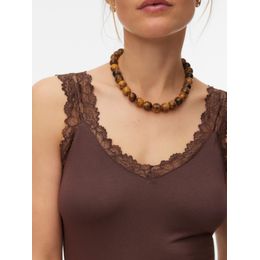 V&eacute;ro Moda Spitzentop VERO MODA "VMROSA SL TOP JRS NOOS", Damen, Gr. M, chocolate martini, Jersey, Obermaterial: 95% Viskose, 5% Elasthan, unifarben, figurbetont normal, V-Ausschnitt, Tops Spitzentop, Viskosemischung