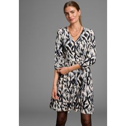 Jerseykleid Laura Scott, Damen, Gr. 40, N-Gr, blau (blau, gemustert), Jersey, Obermaterial: 95% Viskose, 5% Elasthan, ethno, gemustert, ausgestellt kniefrei, V-Ausschnitt, Kleider Jerseykleid, mit modischem Muster