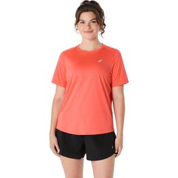 Laufshirt asics "asics CORE TOP", Damen, Gr. L, sun coral, Obermaterial: 100% Polyester, Shirts Laufshirt, f&uuml;r Sportmode, Fr&uuml;hlings- und Herbstmode, mit reflektierenden Details
