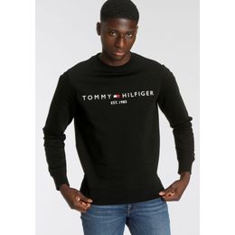 Tommy Hilfiger "TOMMY LOGO SWEATSHIRT mit Rundhals und Stickerei", unifarben, casual, regular fit, Baumwollmix, Rundhals