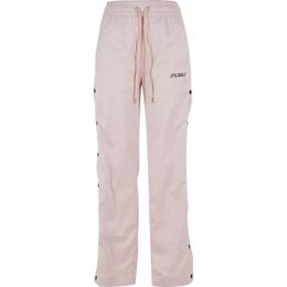 Stoffhose Fubu "Fubu Damen FW222-012-1 Fubu Corporate Satin Track Pants", Damen, Gr. M, US-Gr&ouml;&szlig;en, rose, 100% Polyester, relaxed fit, Hosen Stoffhose
