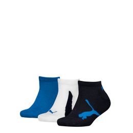 Sneakersocken Puma "Puma KIDS BWT SNEAKER 3P", M&auml;dchen, Gr. 35-38, wei&szlig; (navy, wei&szlig;, strong blau), Baumwollmischung, normal, Socken Sneakersocken, Flache Zehenn&auml;hte, Logo