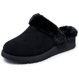 Hausschuh Skechers "KEEPSAKES WEDGE-TIME TO CRUISE", Damen, Gr. 39, schwarz, Veloursleder, unifarben, Basic, Schuhe Hausschuh, Pantoffel, Slipper mit Warmfutter