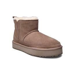 Winterboots rosemunde "Evelyn Leather Elastic Boot", Damen, Gr. 38, taupe, Obermaterial: 100% Rindveloursleder. Futter: 100% Lammfell, Schuhe Winterboots, Memory Foam, individuelle Passform, bequem, weich, langlebig