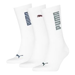 Socken Puma "Puma UNISEX RIB LOGO CREW SOCK", Damen, Gr. 43-46, wei&szlig; (wei&szlig;, colorot logos), Baumwollmischung, normal, Socken Socken