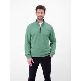 Sweater Lerros "SELANIK", Herren, Gr. M, mint water, Sweatware, Obermaterial: 90% Baumwolle, 10% Polyester, unifarben, normal h&uuml;ftbedeckend, Rundhals, B&uuml;ndchen, Sweatshirts Sweater, Troyerkragen mit Rei&szlig;verschluss