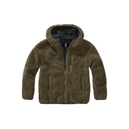 Allwetterjacke Brandit "Brandit Damen Kids Teddyfleecejacket Hood", Damen, Gr. 122/128, olive, 100% Polyester, unifarben, normal, ohne Ausschnitt, Jacken