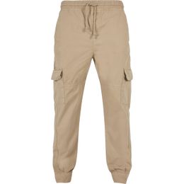 Cargohose Urban Classics "Urban Classics Herren Military Jogg Pants", Herren, Gr. L, US-Gr&ouml;&szlig;en, unionbeige, 100% Baumwolle, unifarben, normal, Hosen Cargohose