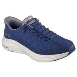 Slip-On Sneaker Skechers "CONTOUR FOAM", Herren, Gr. 45, navy, grau, Lederimitat, Textil, Schuhe, Slipper, Schn&uuml;rschuh in veganer Verarbeitung