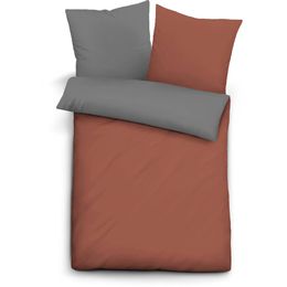 Bettw&auml;sche Biberna Gr. 3, braun (braun, grau), B/L: 200cm x 200cm, Linon, B/L: 80cm x 80cm & 80cm x 80cm, 2 Stk., Linon, 100% Baumwolle, Bettw&auml;sche, Bettw&auml;sche