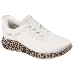 Sneaker Skechers "BOBS SQUAD CHAOS-DAILY PROWL", Damen, Gr. 35, wei&szlig;, leo, Textil, Schuhe Sneaker, Slip on Sneaker, Freizeitsneaker mit No Tie Fit zum Schlupfen
