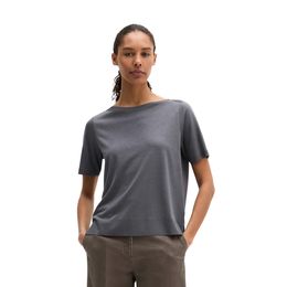 Marc O'Polo T-Shirt MARC O'POLO "aus TENCEL&trade; Lyocell-Baumwolle-Mix", Damen, Gr. L, blau graphite, Obermaterial: 67% Lyocell, 33% Baumwolle, unifarben, Basic, loose fit, U-Boot-Ausschnitt, Rippb&uuml;ndchen, Shirts T-Shirt