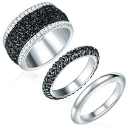 Lulu & Jane Fingerring LULU & JANE "Set: AV139" Gr. 52, silber, Fingerringe, Damen, 52, Metall, Fingerring, verziert mit Kristallen von Swarovski