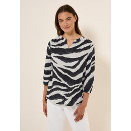 Shirtbluse Cecil, Damen, Gr. M (40), grau (volcanic grau), Web, 100% Baumwolle, normal normal, Rundhals, B&uuml;ndchen, Blusen, mit Seitlichen Einschlitzen am Saum