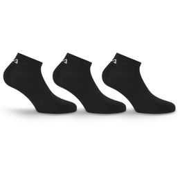 Socken Fila "UNISEX INVISIBLE PLAIN SOCKS", Damen, Gr. 39-42, schwarz (3x schwarz), Baumwolle, Elasthan, Polyester, unifarben, elastisch, Socken Socken, mit eingestricktem Logo an der Ferse