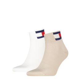Kurzsocken Tommy Hilfiger "TH UNI TJ QUARTER 2P FLAG", Herren, Gr. 35-38, sand, Baumwollmischung, Socken, Verst&auml;rkte Ferse und Spitze f&uuml;r zus&auml;tzliche Strapazierf&auml;higkeit