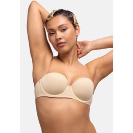 Balconette-BH Dorina "Michelle", Damen, Gr. 70, Cup E, beige, Microtouch, Obermaterial: 64% Polyamid, 26% Polyester, 10% Elasthan, unifarben, bequem, BHs Balconette-BH, mit vorgeformten Cups, abnehmbare Tr&auml;ger