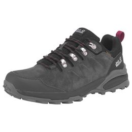 Wanderschuh Jack Wolfskin "REFUGIO TEXAPORE LOW W", Damen, Gr. 41, schwarz, Textil, Veloursleder, Schuhe Wanderschuh, wasserdicht, Trekkingschuh