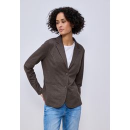 Sweatblazer Street One, Damen, Gr. 40, molten earth meliert, Jersey, 93% Baumwolle, 7% Elasthan, unifarben, normal normal, V-Ausschnitt, abgesteppt, Blazer, im soften Baumwoll-Mix